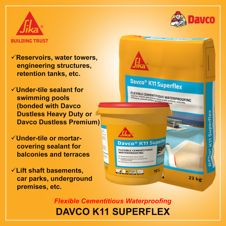 Sika Davco K11 Superflex (AB) 34KG Flexible Cementitious Waterproofing ...