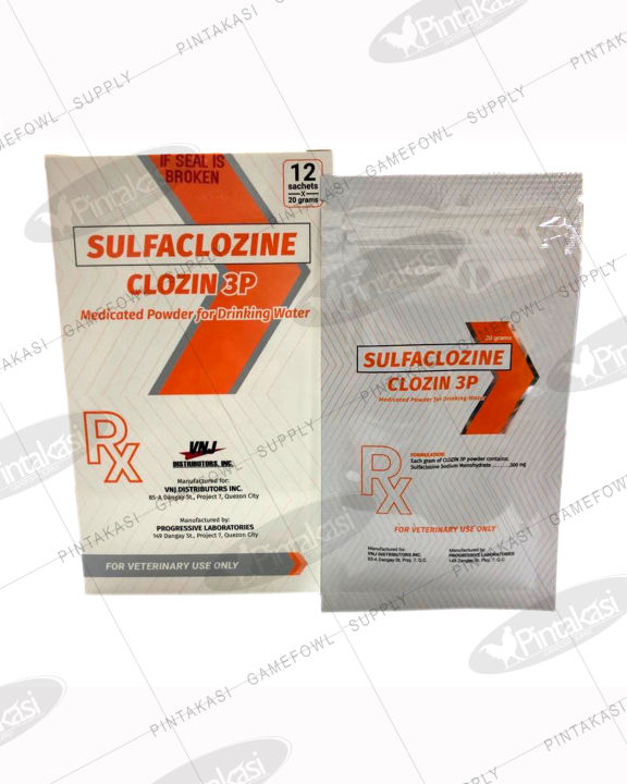 1 box Clozin 3P Sulfaclozine 20g (12 sachet) Anti Coccidiosis for ...