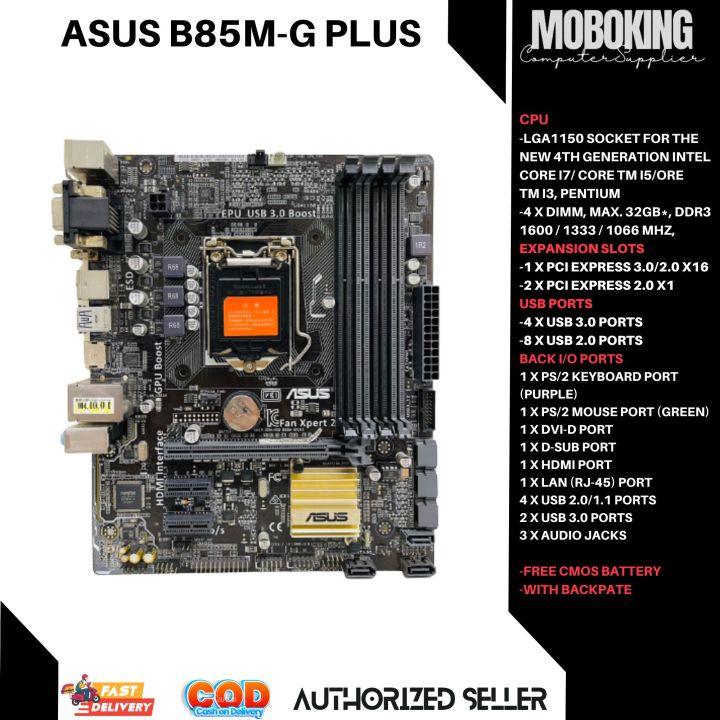 ASUS B85M-G PLUS 4th GEN Motherboard B85 Socket LGA 1150 i3 i5 i7 DDR3 32GB USED | MoBoKing ...