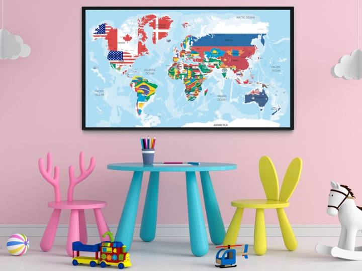 The world National Flag Map Poster Wall Decoration Large Map of The ...