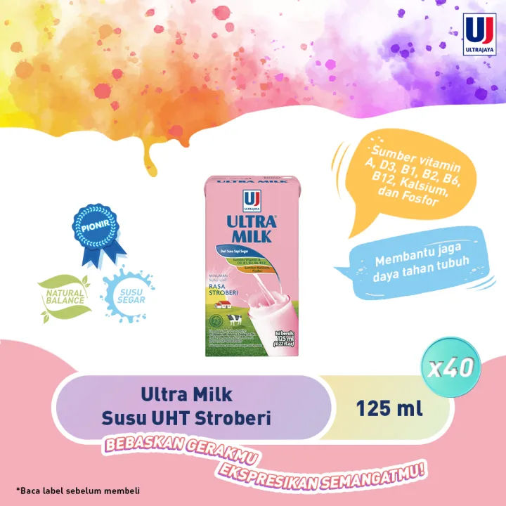 Ultra Milk Susu UHT Stroberi 125ml isi 40 pcs [Karton] | Lazada Indonesia