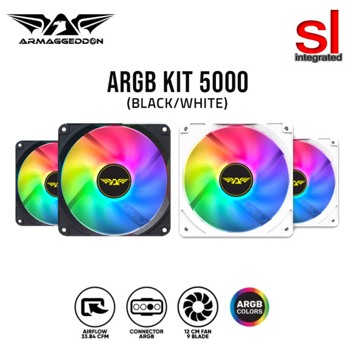 Armaggeddon 4pcs ARGB PC Cooling Fan - ARGB Kit 5000 Black/White | Lazada