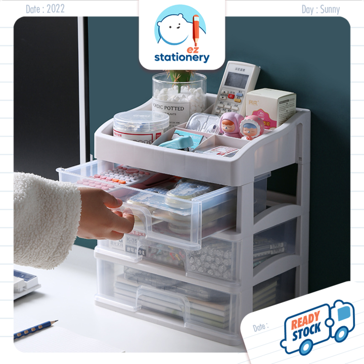 🇲🇾 Ready Stock 1/2/3 Tier Drawer Storage Box Stationery Organizer ...