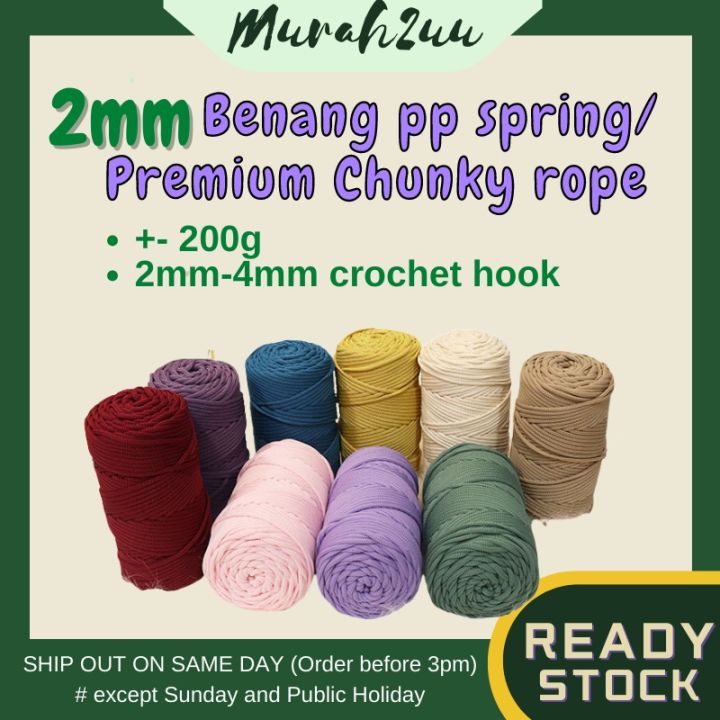 2mm Benang pp spring/ +-300g/2mm Premium Chunky rope /Cord yarn +-200g ...