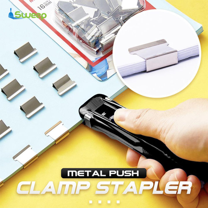 Clip Push Stapler Fixed Clips Stapler Binding Clip Reusable Portable ...