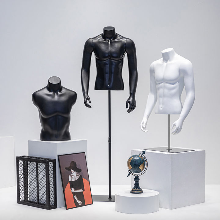 Male model display stand half-length mannequin stage black and white ...