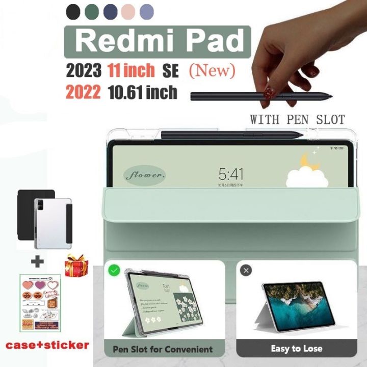 2023 RedMi Pad SE 11นิ้วเคสแม่เหล็กเคสที่มีช่องเสียบปากกา,RedMi Pad 10. ...