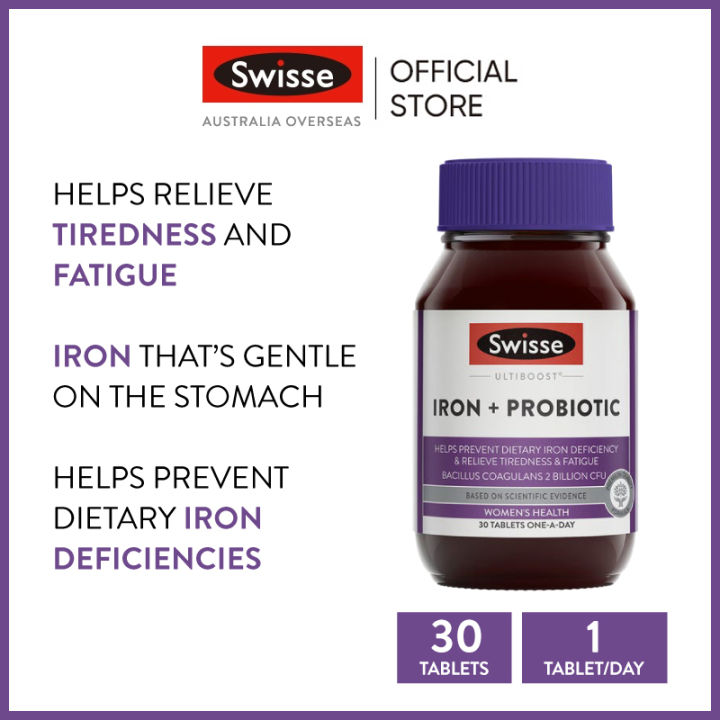 Swisse Ultiboost Iron + Probiotic 30 Tablets (EXP:08 2025) | Lazada PH