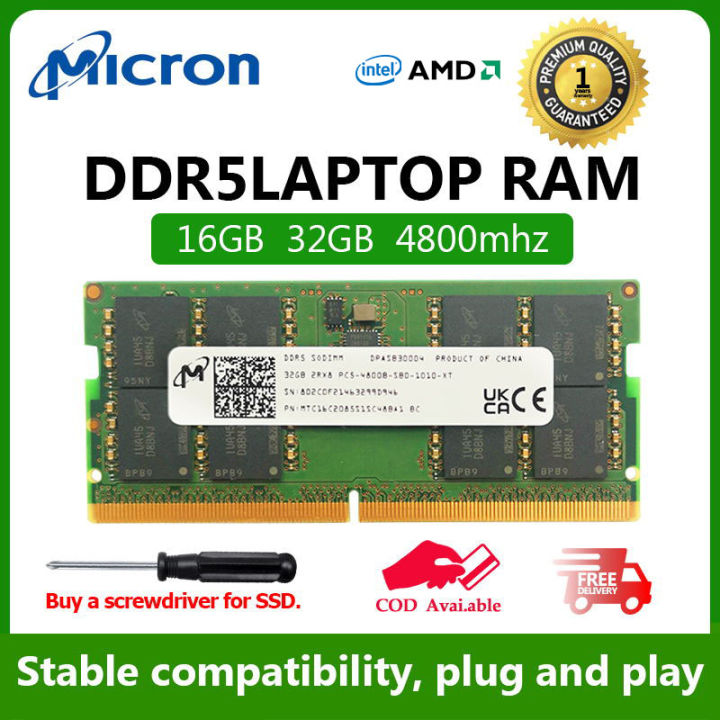[Local 24H] Micron DDR5 RAM 8GB 16GB 4800Mhz Laptop Memory SOIDMM 1.1V ...
