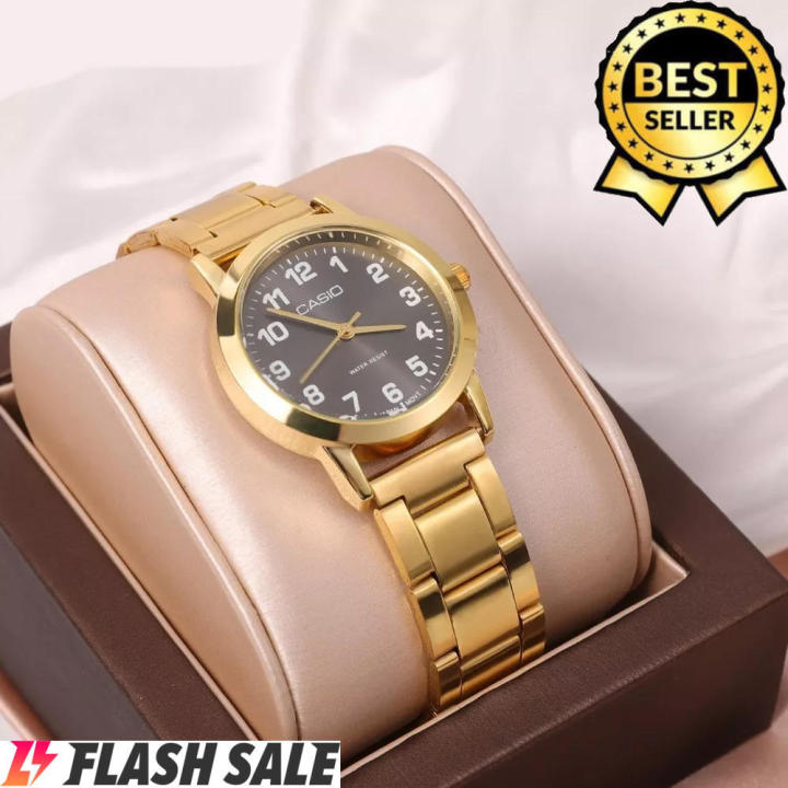 Casio V001 Analog Automatic Hand Movement Gold Black Stainless Steel ...