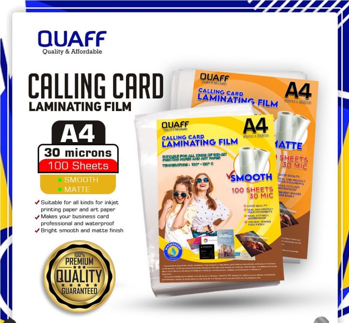 QUAFF Laminating Film for Calling Card Paper 30 Microns A4 Size ...