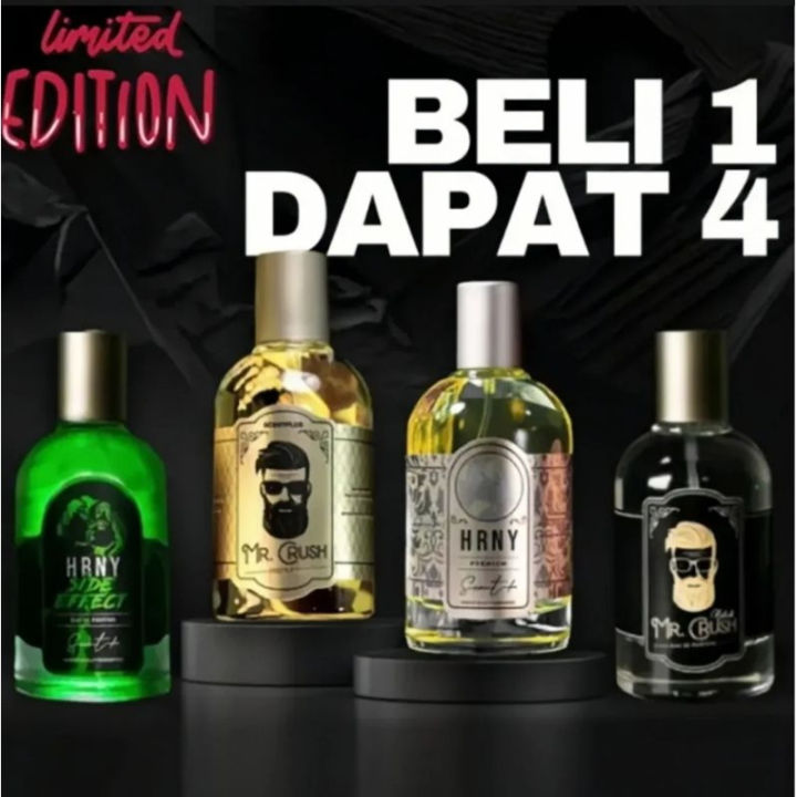 BELI 1 DAPAT 4 PROMO PARFUM HRNY SIDE EFFECT + MR CRUSH BEST SELLER ...