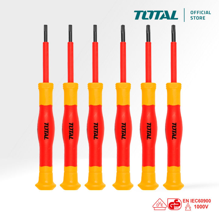 TOTAL Insulated Precision Screwdriver Set (6 Pcs) 1000V THKIPSD0601 ...