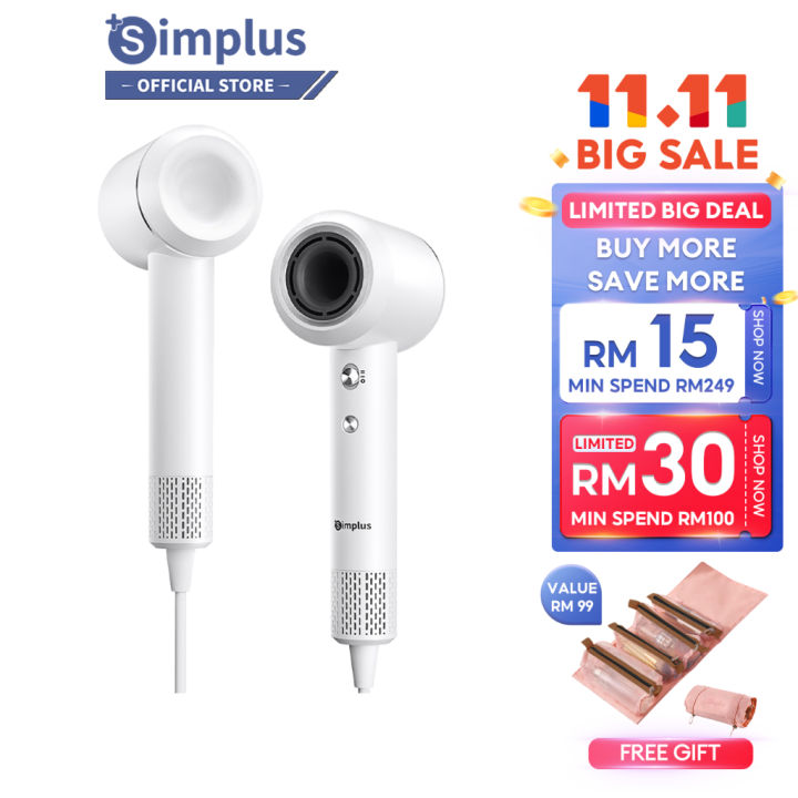 【Simplus Pink】Simplus ULTRA HIGH SPEED Hair Dryer 26M/S AIRFLOW 110000RPM 200 MILLION NEAGTIVE ...