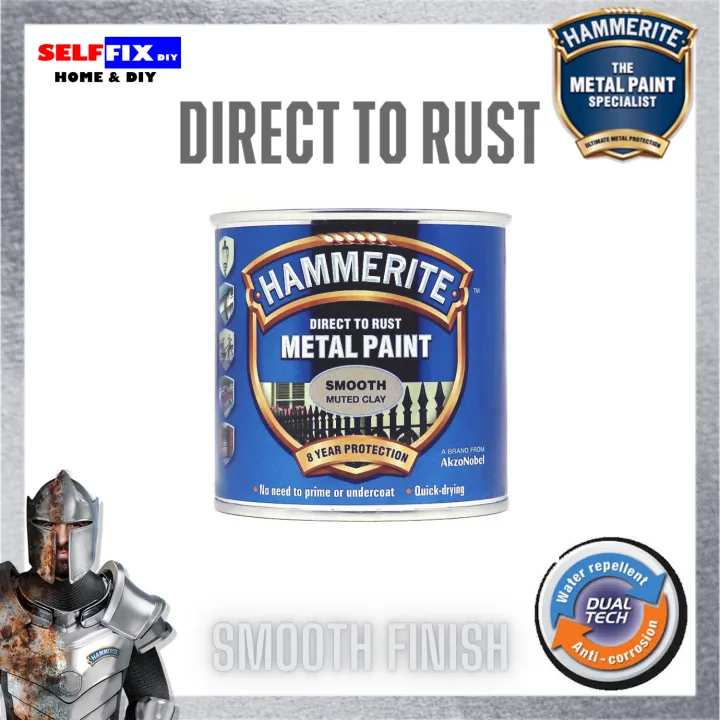 Hammerite Muted Clay Paint - Smooth Finish 250ml - Direct to Rust - No ...