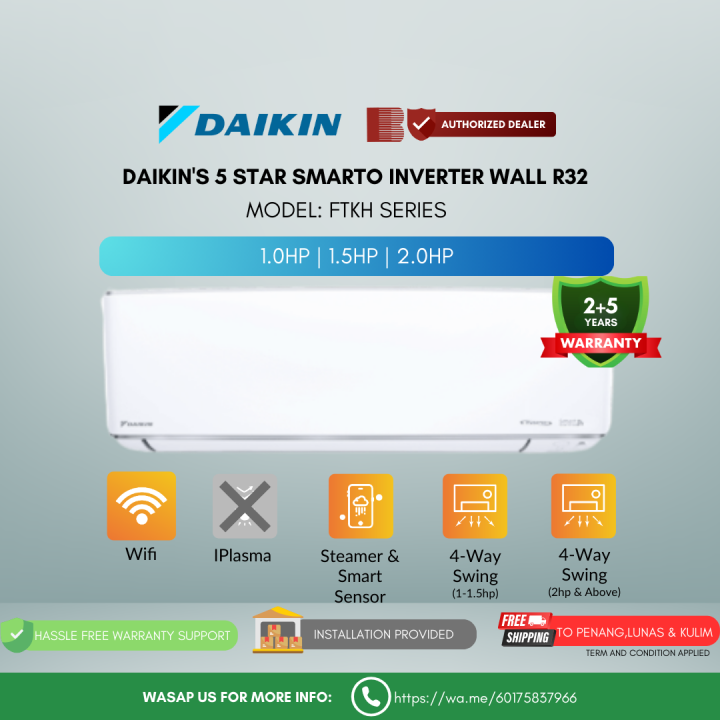 DAIKIN 5 STAR SMARTO STANDARD INVERTER WALL R32-FTKH SERIES | Lazada