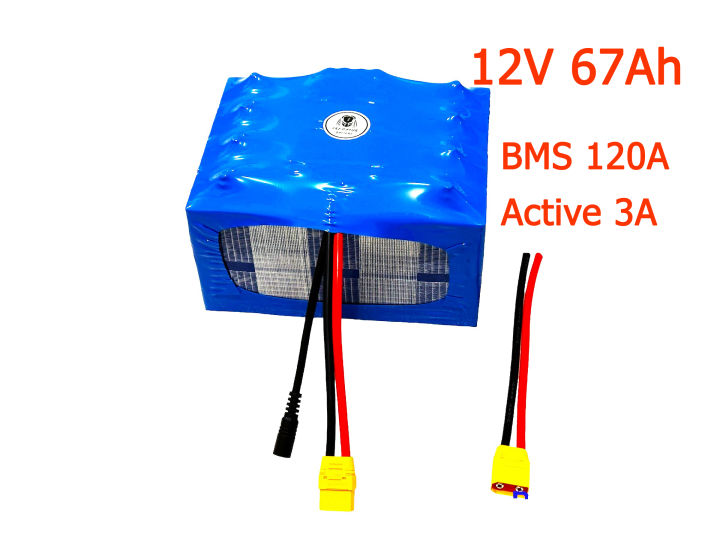 12V 67Ah + BMS 120A Active Balance 3A แบตเตอรี่ลิเธียมฟอสเฟตพร้อมใช้ ...