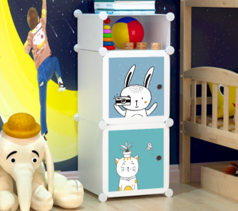 Lemari plastik lemari pakaian anak wardrobe 6 muka 6 slot Dengan pagar ...