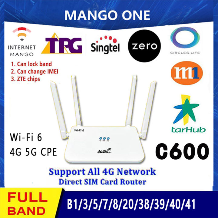 4G 5G C600 modem, WiFi 6 router, mobile signal, SIM card insertion ...