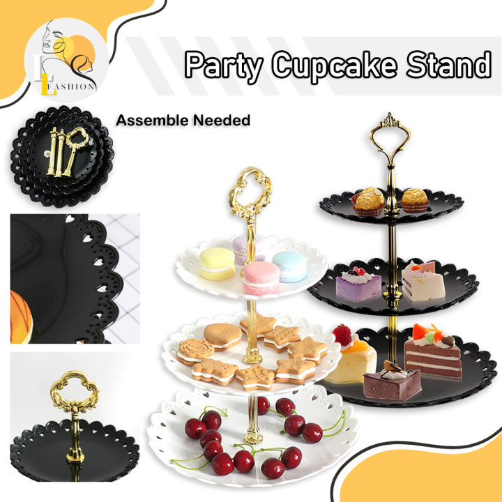 L&L 3 Tiers Cupcake Stand High Tea Portable Fruit Cake Holder Layered ...