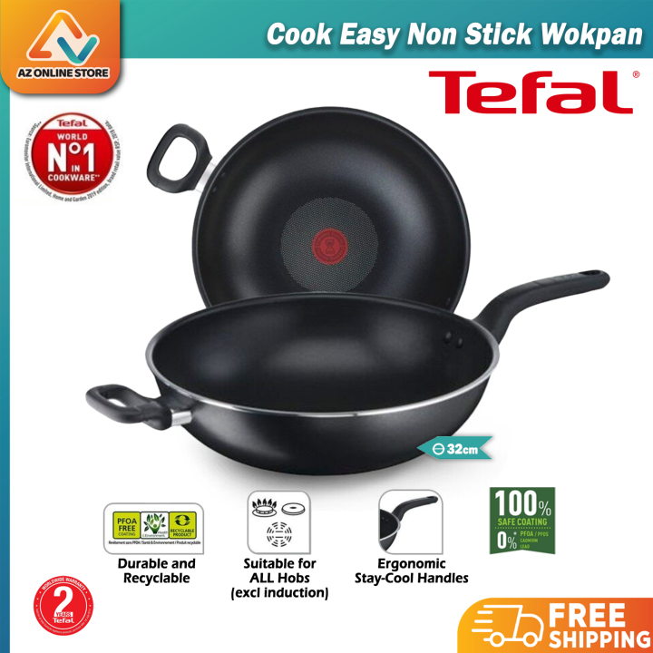 Tefal Cook Easy Wokpan 32cm (B5038995) Deep Wok Fry Frying Frypan Kuali ...