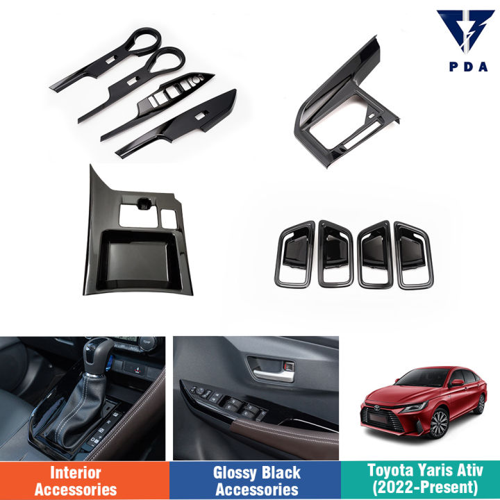 Toyota Vios (2022-present) Glossy Black window switch cover pintu ...
