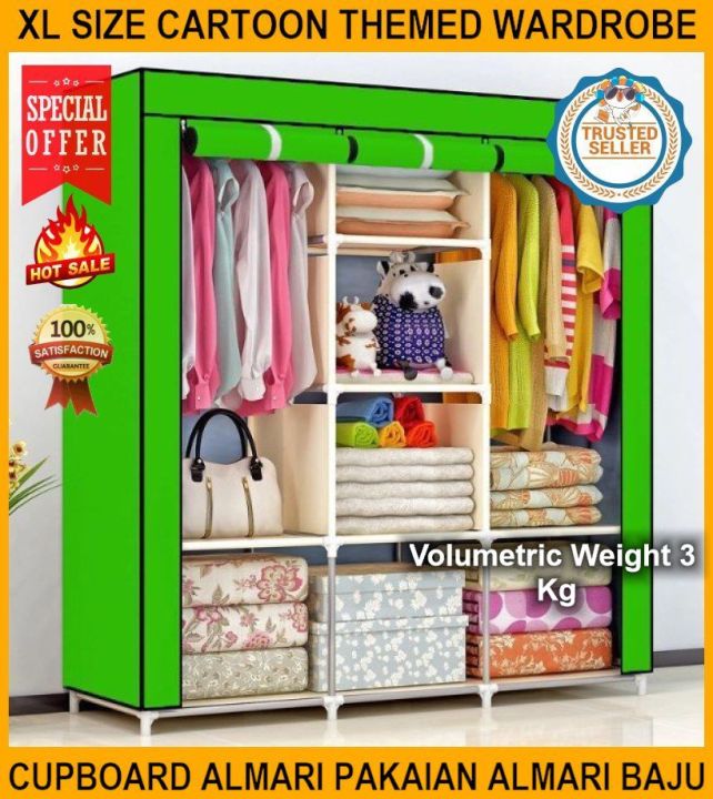 Xl Size Cartoon Themed Wardrobe Cupboard Almari Pakaian Almari Baju ...