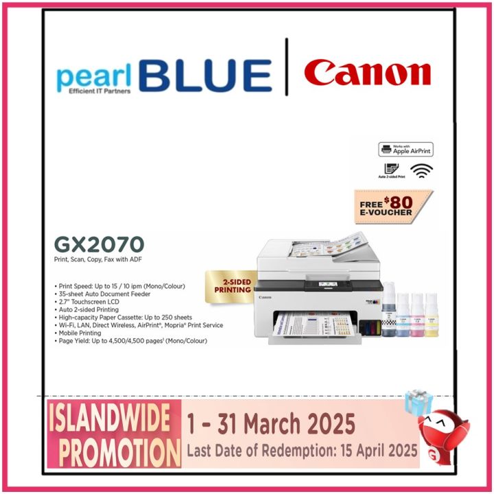 Canon MAXIFY GX2070 Printer - MegaTank Wireless Printer with Fax for ...