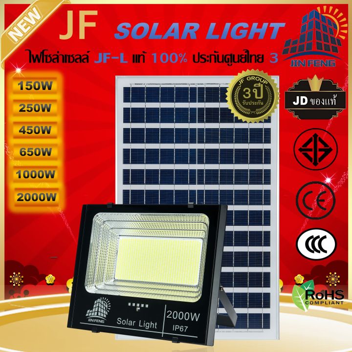 แบรนด์แท้100% JF-L SOLAR LIGHT LED สว่างนาน 12-16 ชั่วโมง/วัน 85W 150W ...