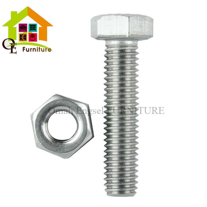 1pcs Baut Mur Ukuran 8mm panjang M8 x 80-150mm White Mur segi 6 Hex ...