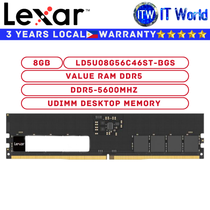 Itw | Lexar DDR5 RAM 8GB (8GBx1) 5600Mhz Value RAM DDR5 UDIMM Desktop ...