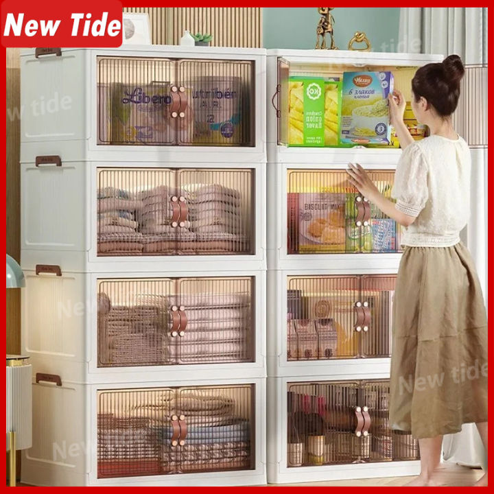 3 Layers Folding storage box with Universal Wheels Large plastic ...