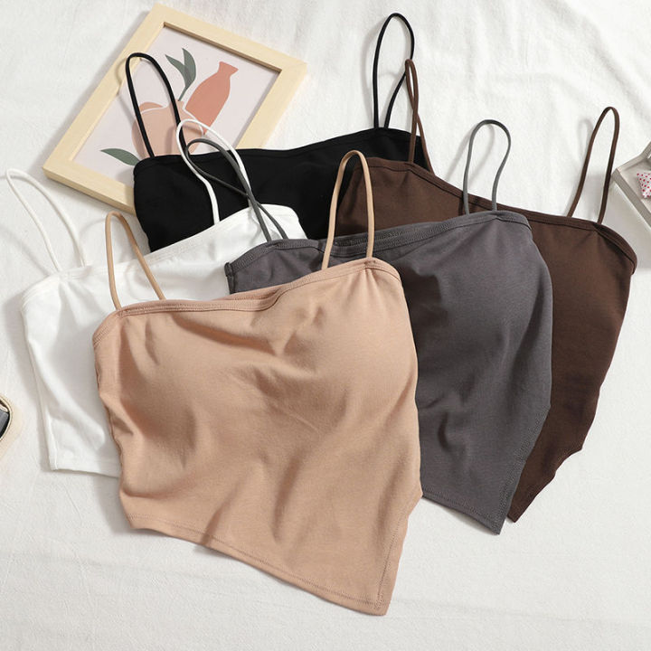 พร้อมส่งจากไทย💥Sanay Bra💥(N625) สายเดี่ยวผ้าร่อง ชายเสื้อสามเหลี่ยม ...