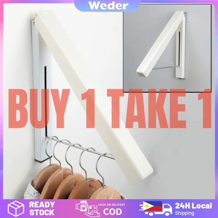 【BUY 1 TAKE 1】Retractable Clothes Rack Wall Mounted Folding Drying Rack ...