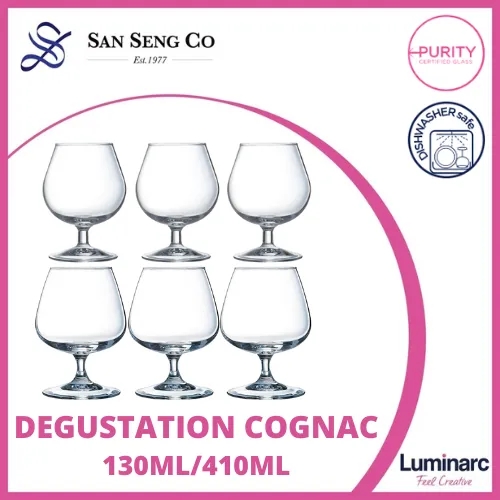 San Seng Luminarc Degustation Cognac 130ML/410ML (Box of 6PCS) Snifter, Brandy & Cognac Stemmed ...
