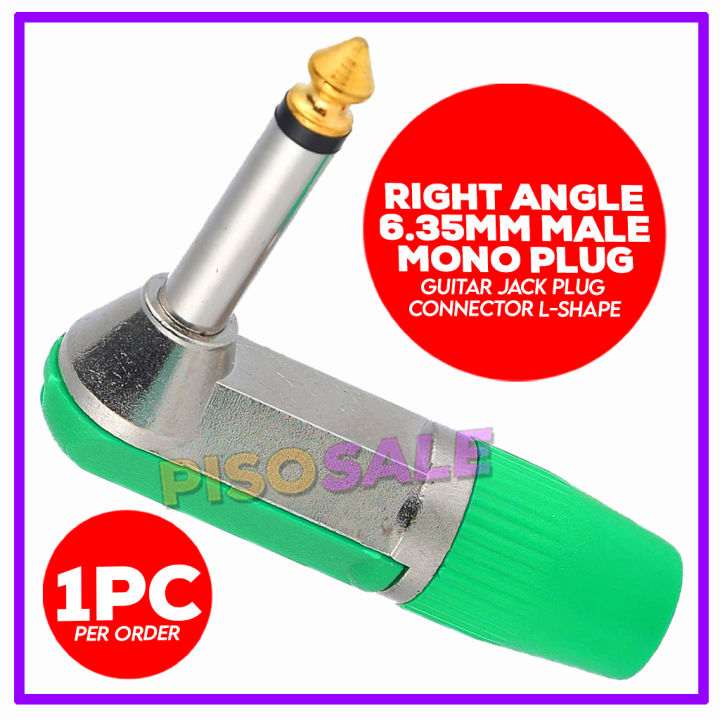1/4” 6.35mm Jack Right Angle Male Mono Guitar Jack Plug Connector L ...