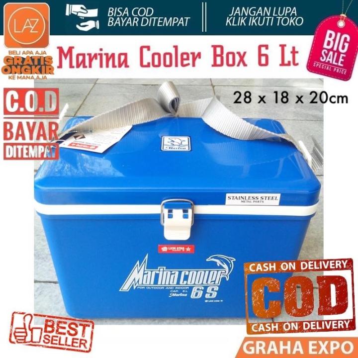 Bisa COD / Bayar di Tempat ( Biru Merah Abu Abu ) Marina Cooler Box 6s ...