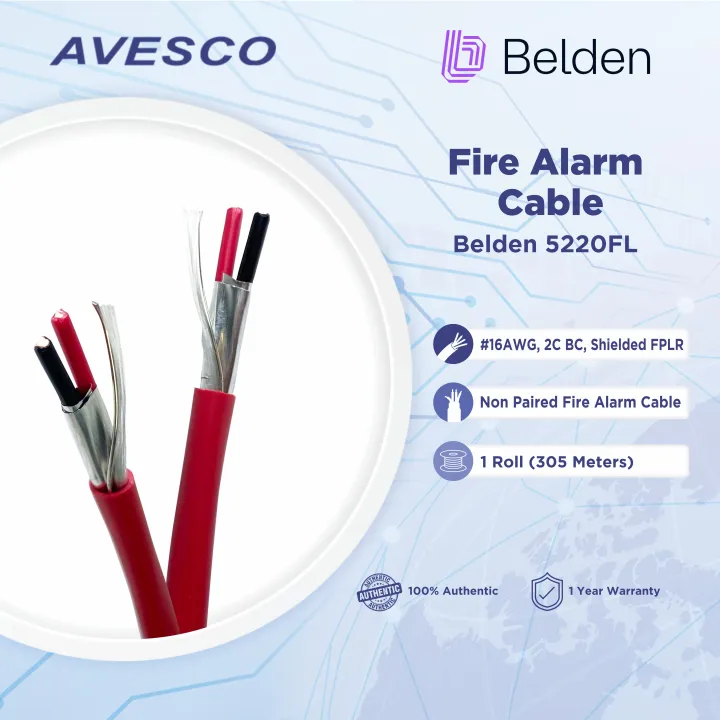 Belden Fire Alarm Cables | Riser-FPLR, 2-16 AWG Solid Bare Copper ...