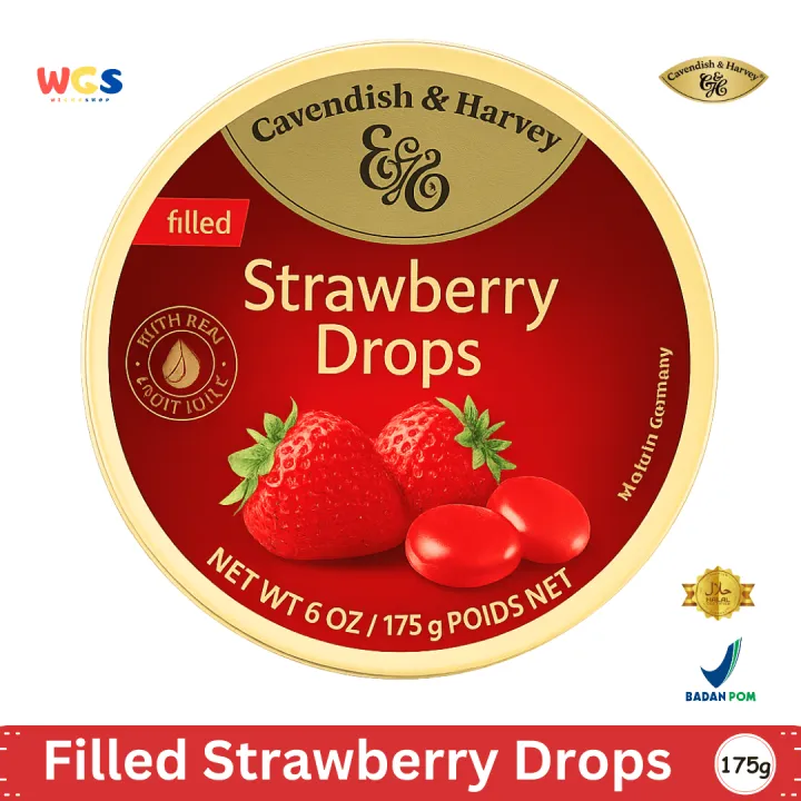 Cavendish & Harvey Strawberry Drops Filled 175g - Permen Isi Rasa ...