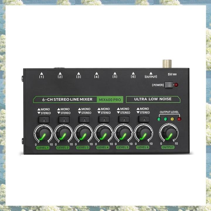 Mini Audio Mixer 6 Channel Stereo Line Mixer DC5V Microphone Control ...