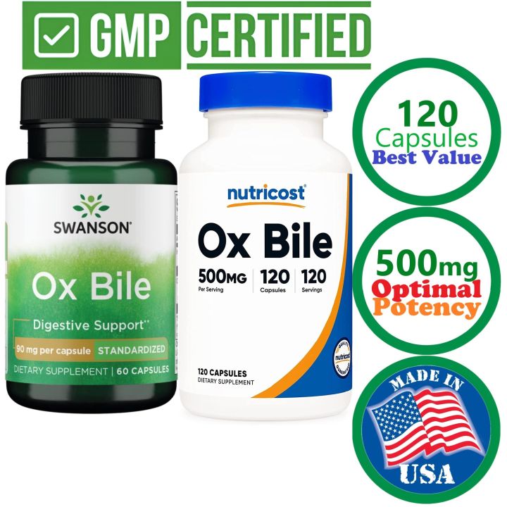 Real Ox Bile 500mg 120/60/30 Caps | Digestive Enzymes, Detox | Fat ...