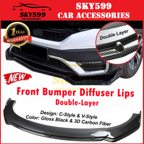 Car LIPS Double Layer Universal FRONT BUMPER DIFFUSER LIP (Fit All Car ...
