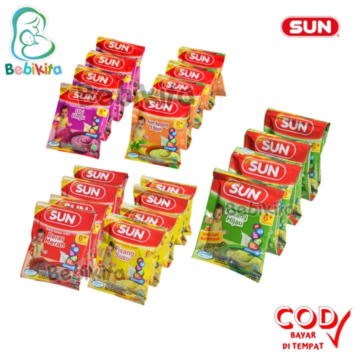 Sun Bubur Sereal Susu Bayi 6+ Kemasan Renceng Isi 8 x 20gr / Bubur Bayi ...