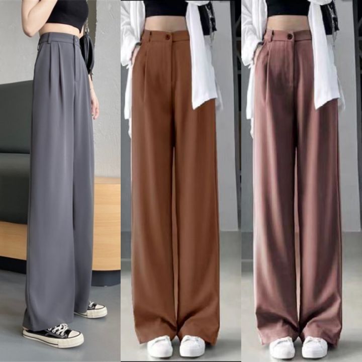 Straight Leg 80's Retro Loose Pants Garterized-back With Belt Loops And ...
