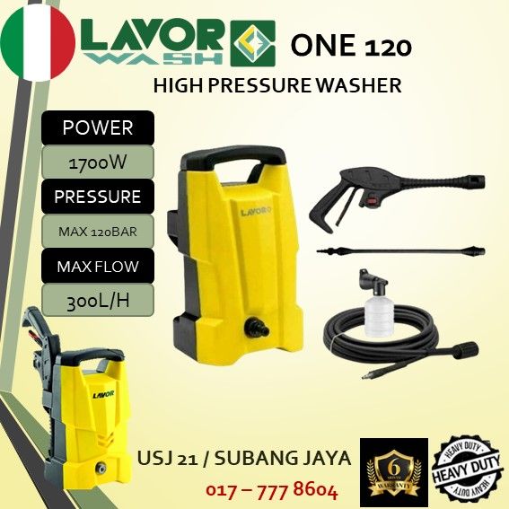 Lavor One 120 High Pressure Cleaner 1700W / 120 Bar / CARBON BRUSH MOTOR / 6 MONTHS LOCAL ...
