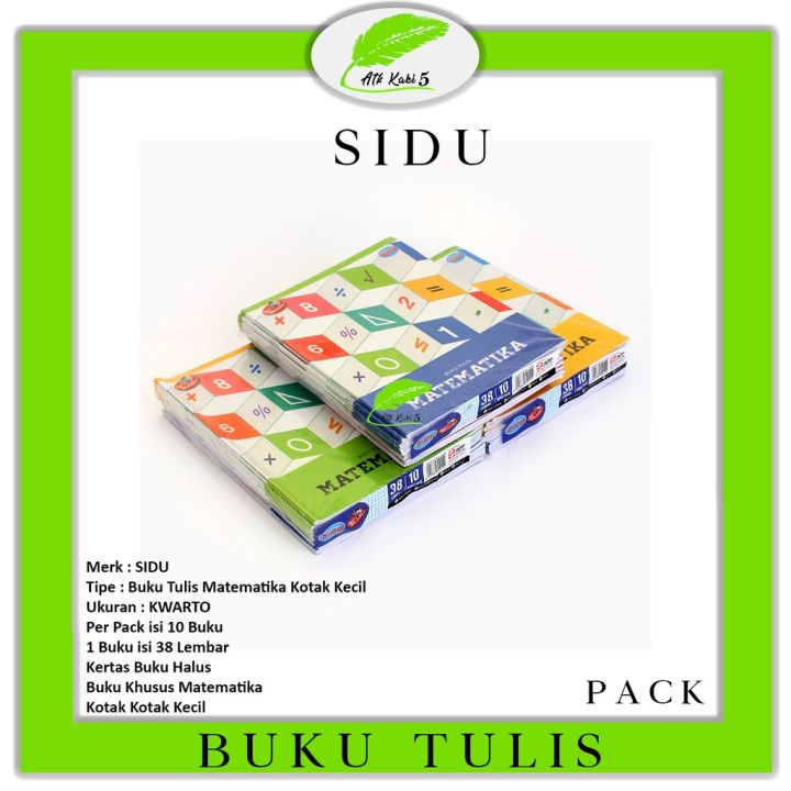 SIDU - Buku Tulis Matematika Nota Kecil Isi 38 Lembar -Per Pack ...