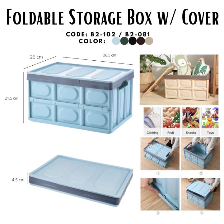 Storage Box Collapsible Storage Bon Heavy-Duty Plastic Organizer ...