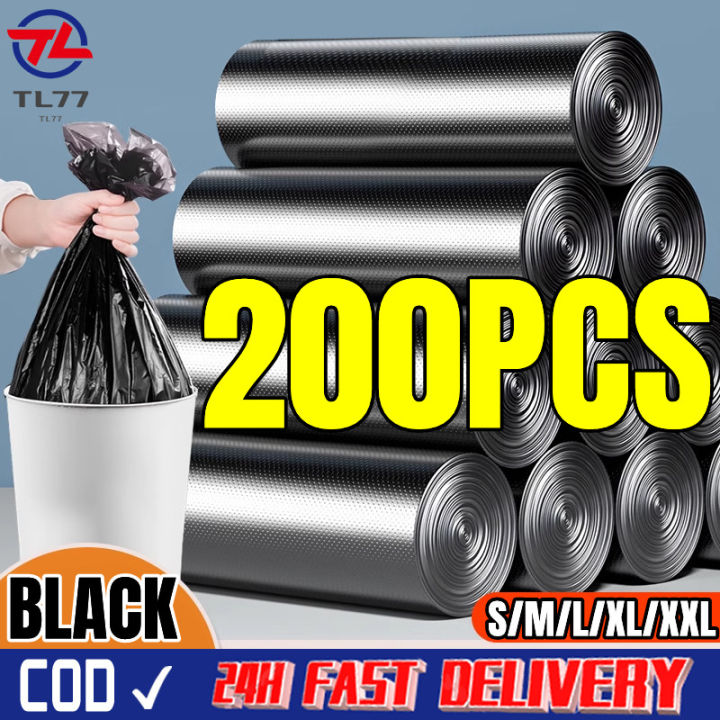 【Free Shipping】100Pcs 200Pcs Thick Trash garbage bag BLACK plastic ...