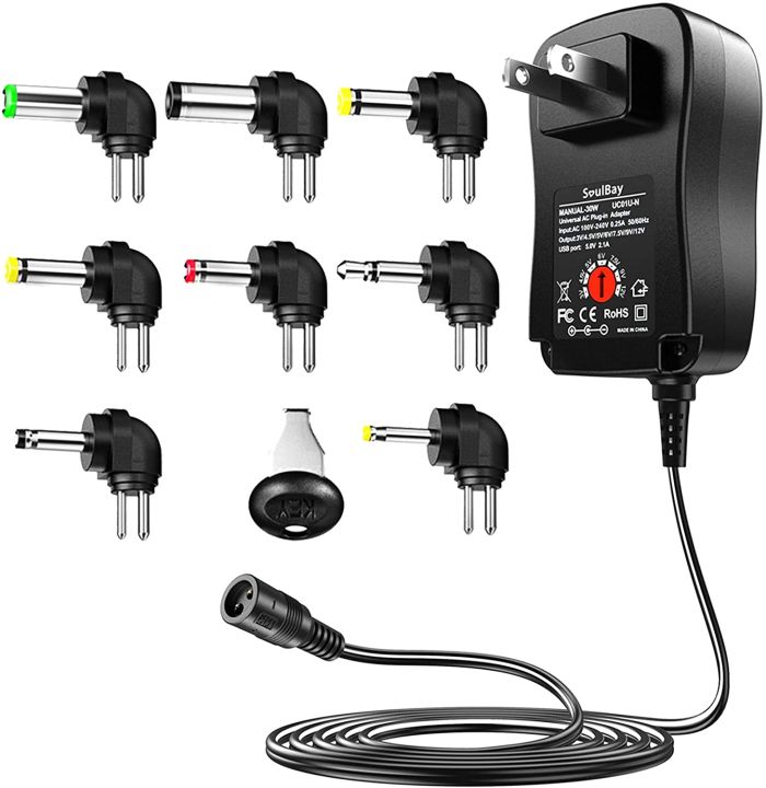 30W 8 plug universal adapter AC to DC Power 12v 100-240V to 3V 4.5V 5V 6V 7.5V 9V 12V Multi ...