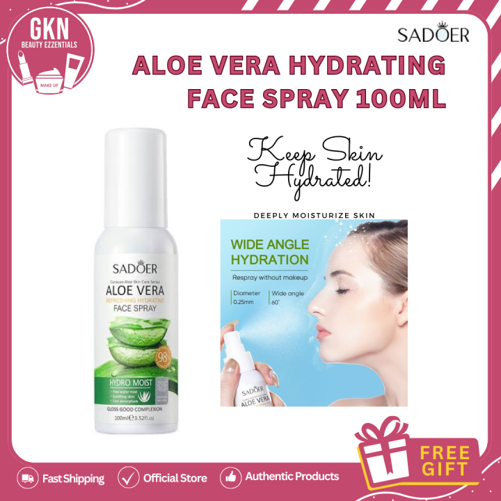 SADOER ORIGINAL Aloe Vera Refreshing Hydrating Facial Mist Spray Travel Pack100ml 98% Aloe Vera ...